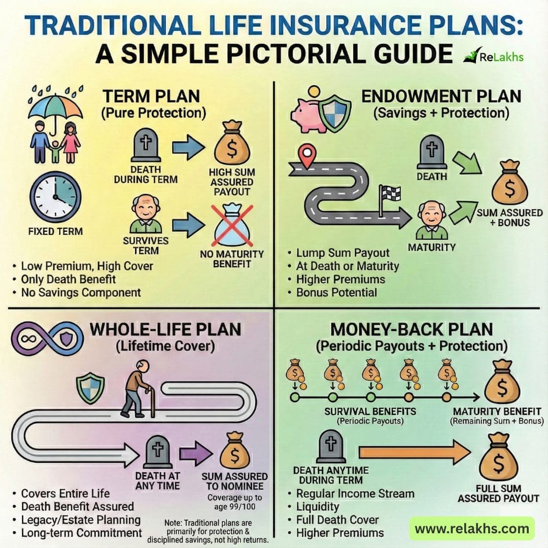 4 Popular types of Traditional Life Insurance Plans in India